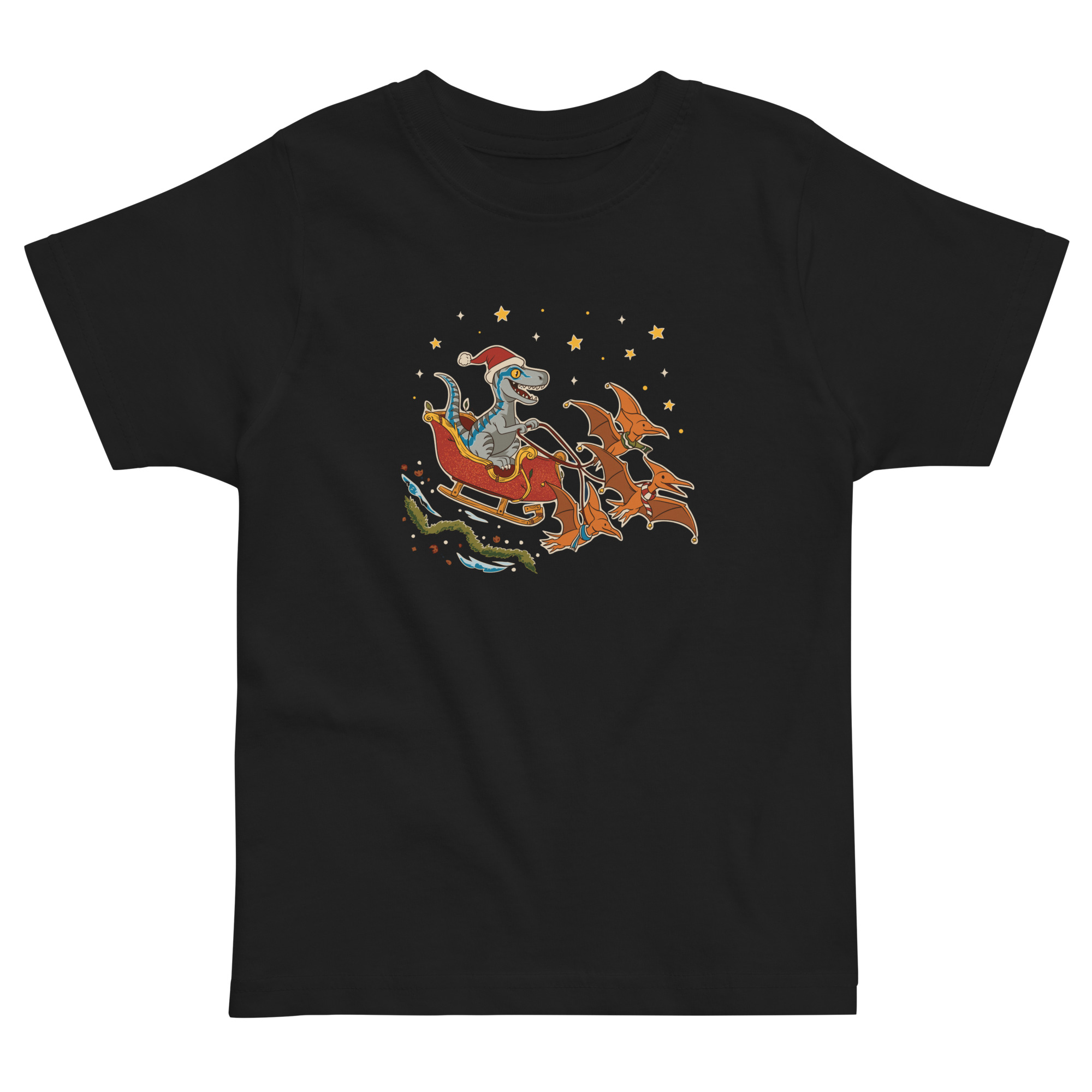 Toddler’s “Raptor Santa & Pterrific Sleigh Ride” (T-Shirt) - Ugly Sweaters