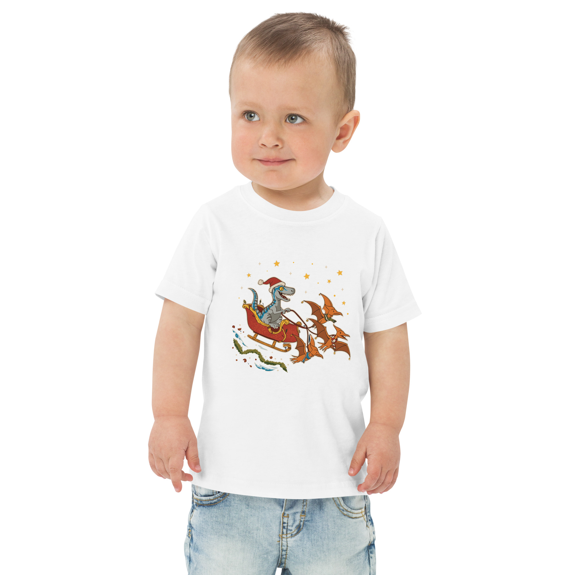 Toddler’s “Raptor Santa & Pterrific Sleigh Ride” (T-Shirt) - Ugly Sweaters