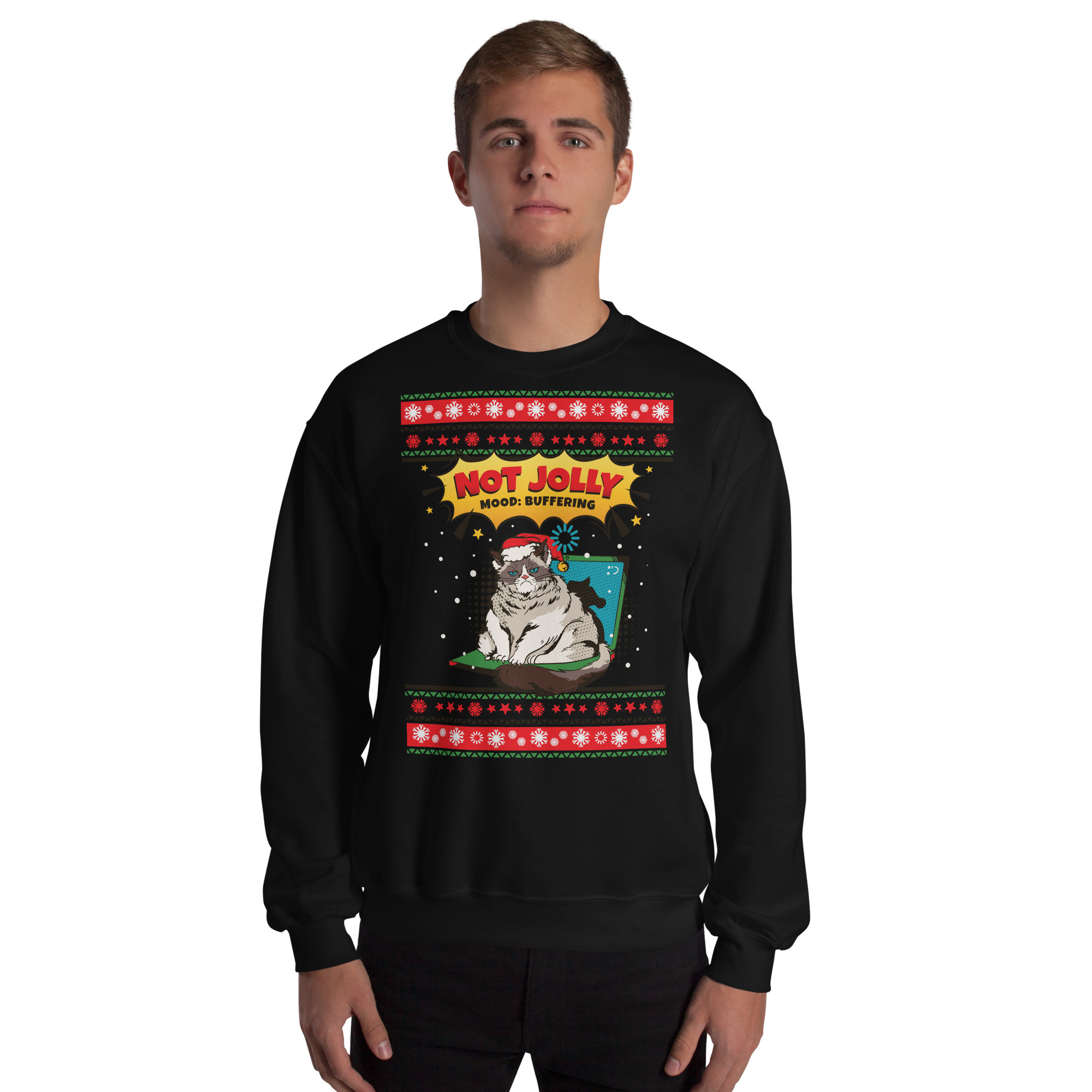 “Not Jolly: Mood Buffering” Grumpy Cat Ugly Sweater (Sweatshirt) - Ugly ...